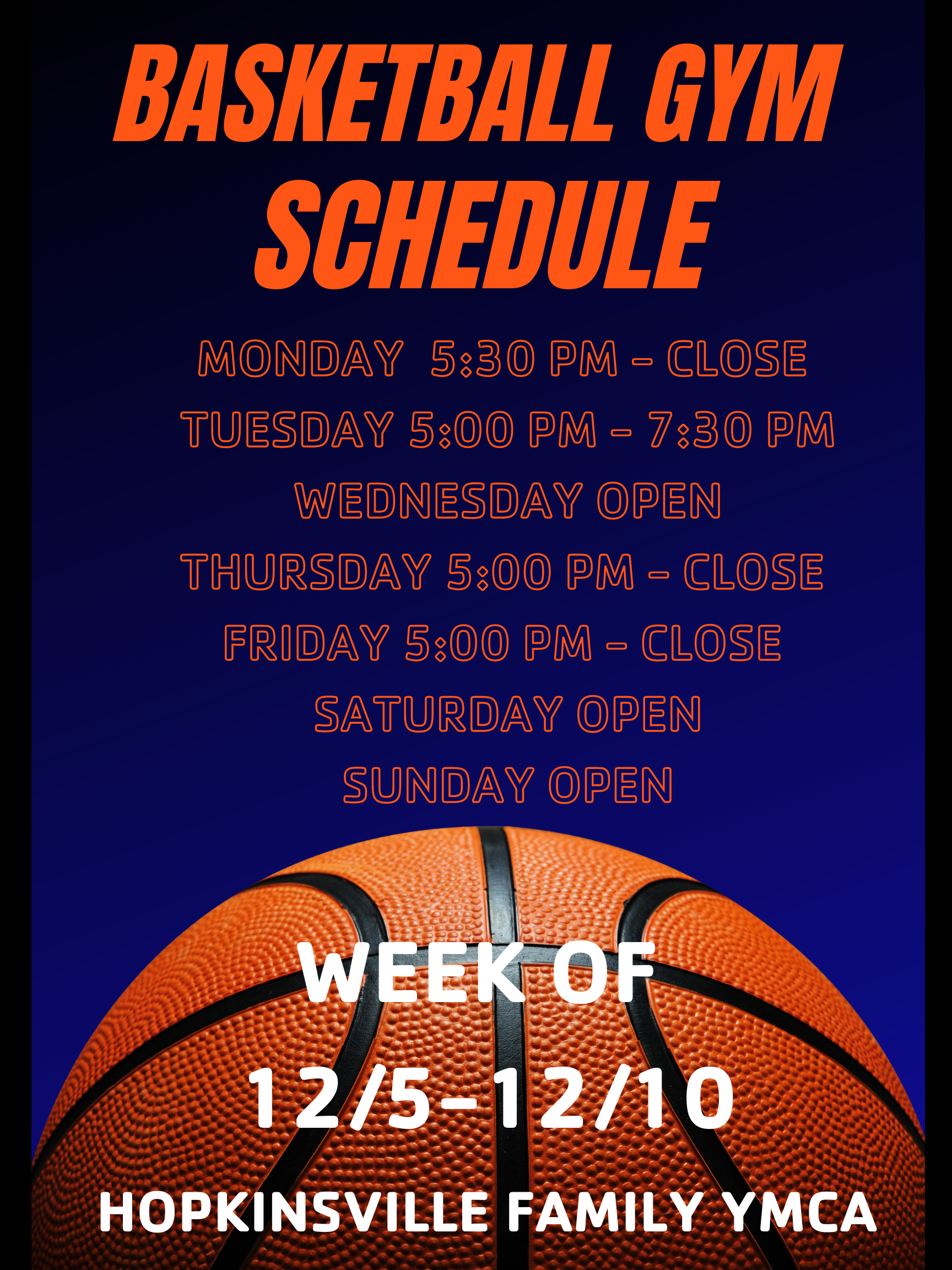 Basketball Gym Weekly Schedule - Hopkinsville / Christian County YMCA